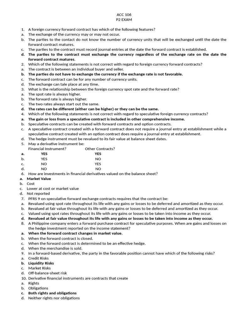 Acc 106 P2 Exam With Answers Pdf Fair Value Historical Cost