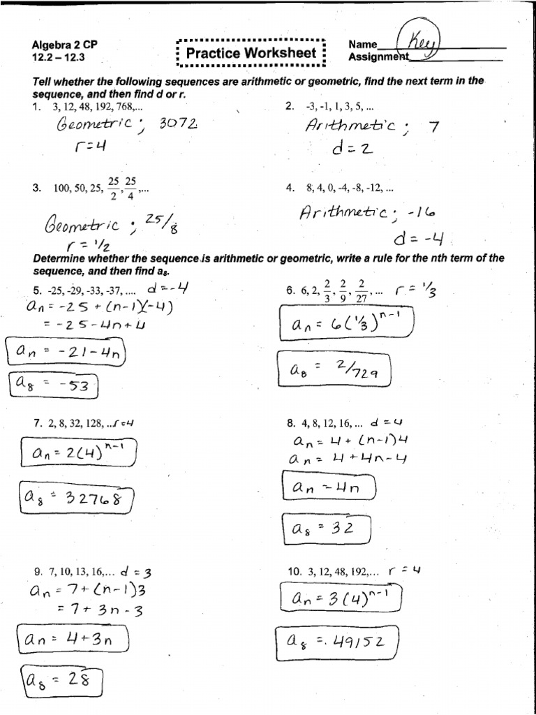 12.2 - 12.3 Practice Worksheet KEY | PDF