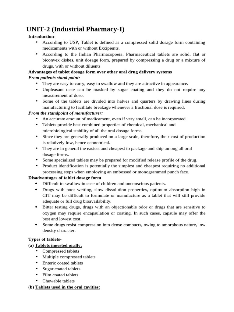 502T_IP2_UNIT-_II | PDF | Tablet (Pharmacy) | Starch