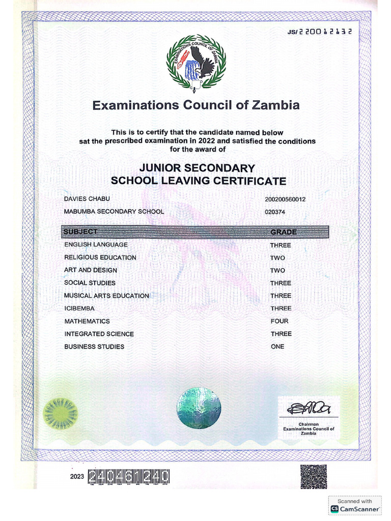 Chabu Davies Certificate g9 | PDF