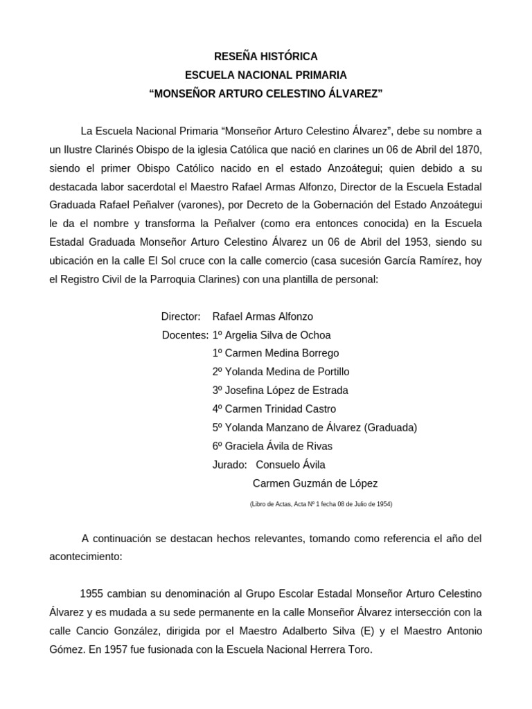 RESEÑA ACTUALIZADA ENP MONSEÑOR ALVAREZ | PDF