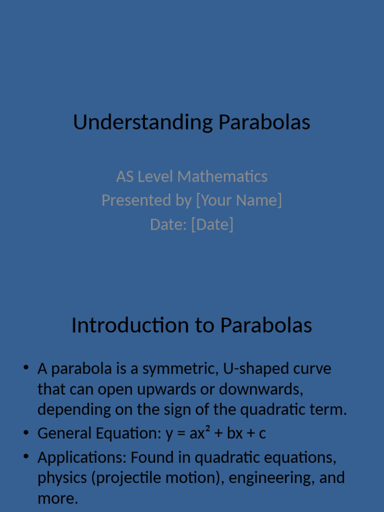 Understanding Parabolas As Level With Background | PDF | Quadratic ...