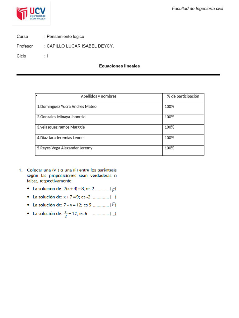 Practica 6 PENSAMIENTO LOGICO Grupo 2 | PDF