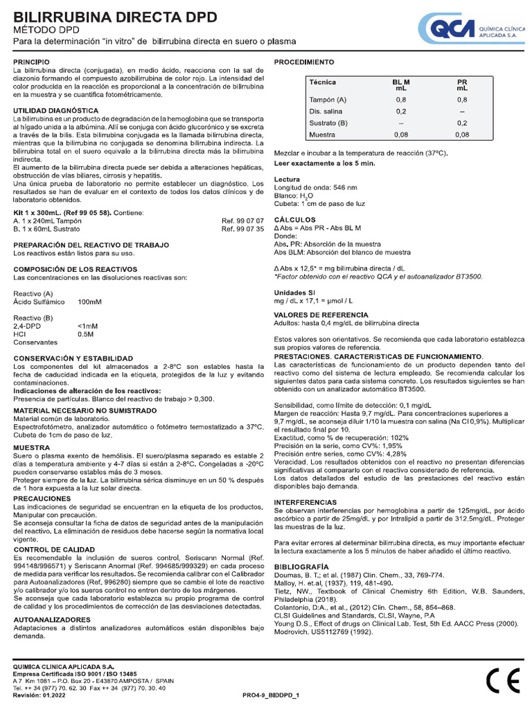 Bilirrubina Directa Qca | PDF