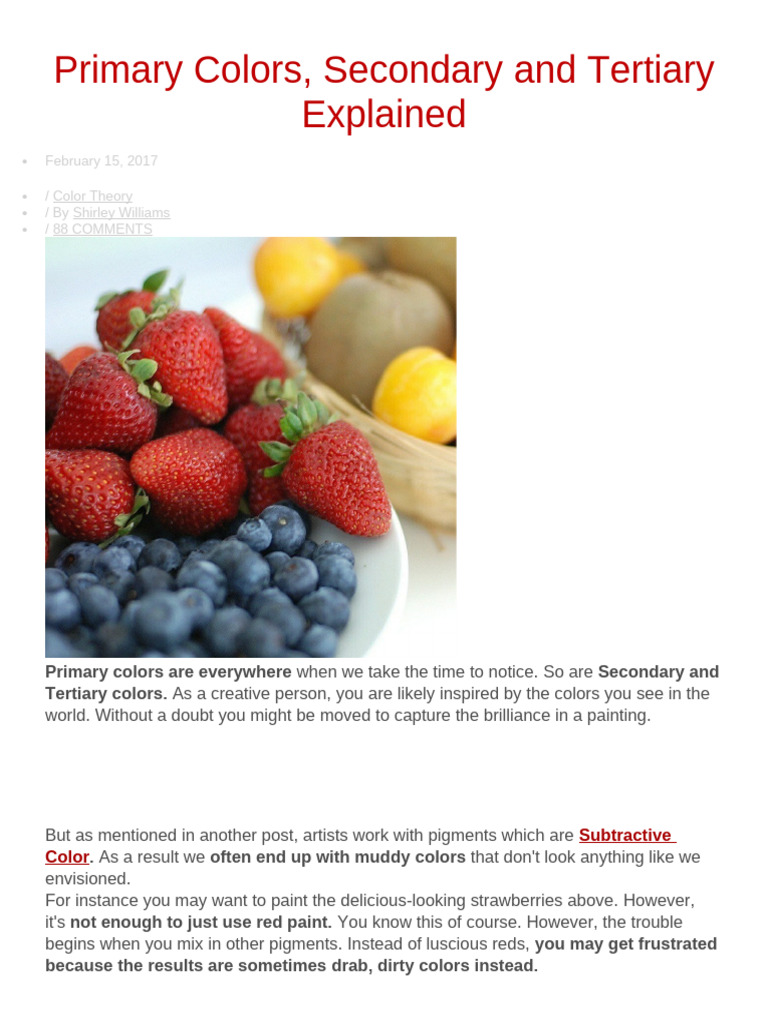 Primary Colors, Secondary and Tertiary Explained | PDF | Color | Blue