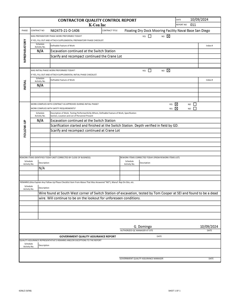 3666 2024 10 09 Daily QC Report | PDF