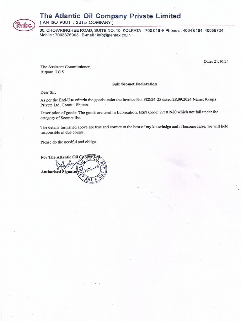 Kenpa Scomet Letter 21.10.24 | PDF