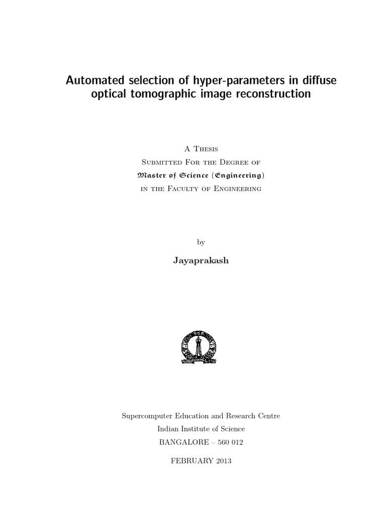 Automated Selection of Hyper-Parameters in Diffuse Optical Tomographic Image Reconstruction ...