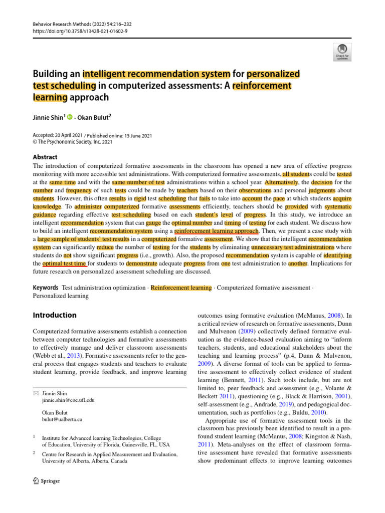 Building An Intelligent Recommendation System For Personalized Test ...