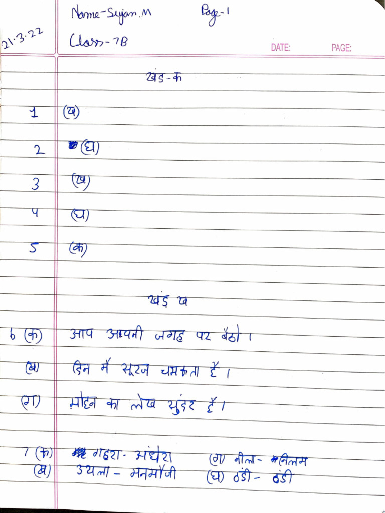 Hindi Final Exam - Sujan 7b | PDF