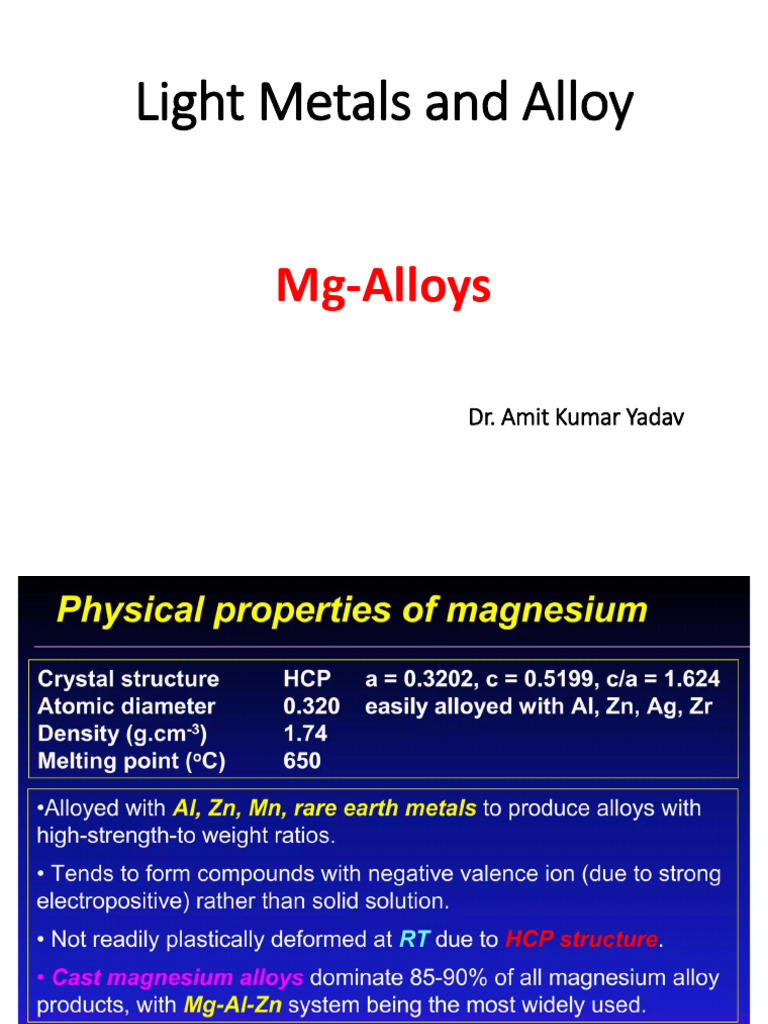 Unit 3 Mg Alloys | PDF | Corrosion | Magnesium