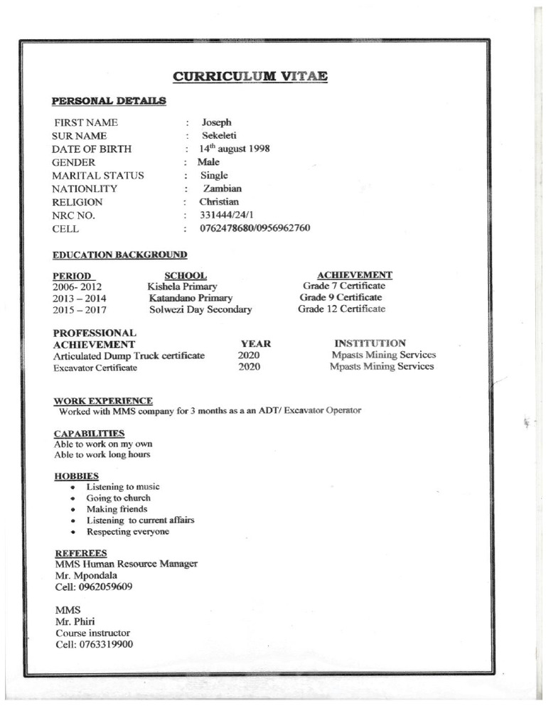 Joseph CV - 071126 | PDF