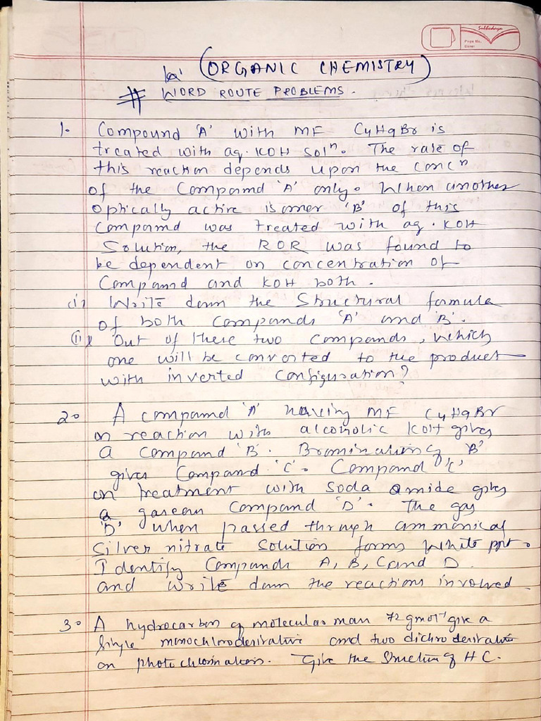 Word Route Organic Problems | PDF