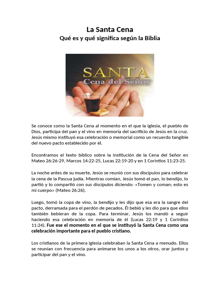 Significado y práctica de la Santa Cena | PDF | Bautismo | Sacramentos