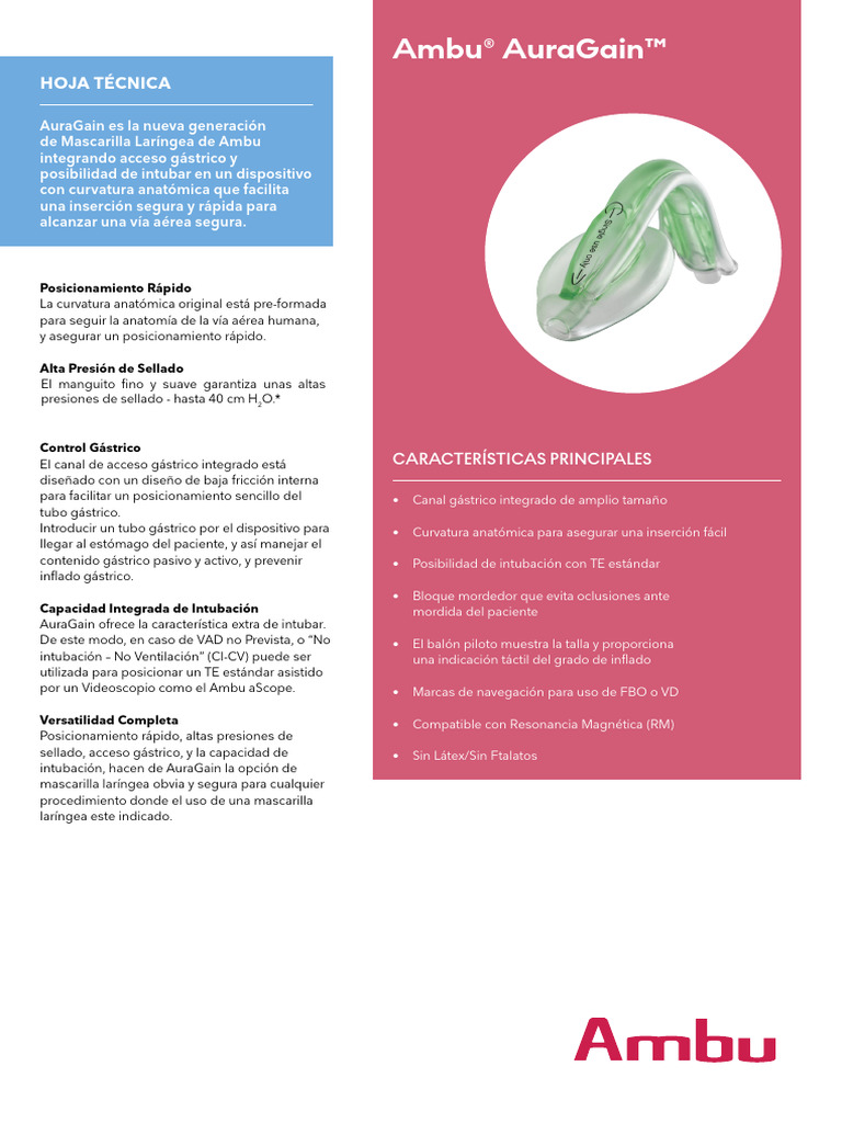 Hoja Técnica - Ambu AuraGain | PDF