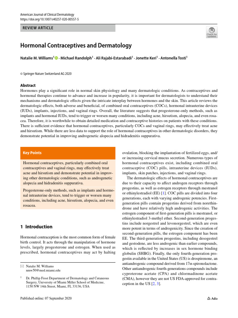 Hormonal contraceptives in dermatology | PDF | Combined Oral ...
