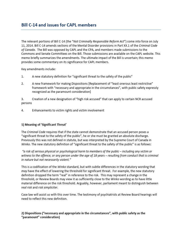 Bill-C14-CAPL | PDF | Crimes | Crime & Violence
