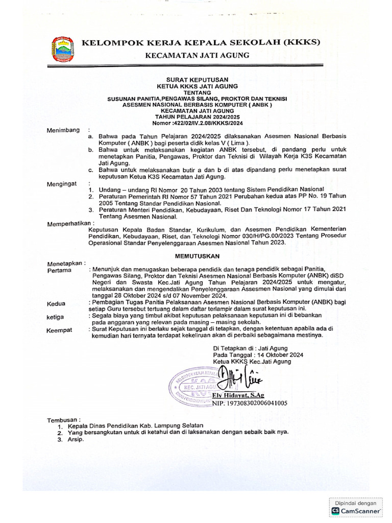 Pengawas Silang ANBK 2024 | PDF