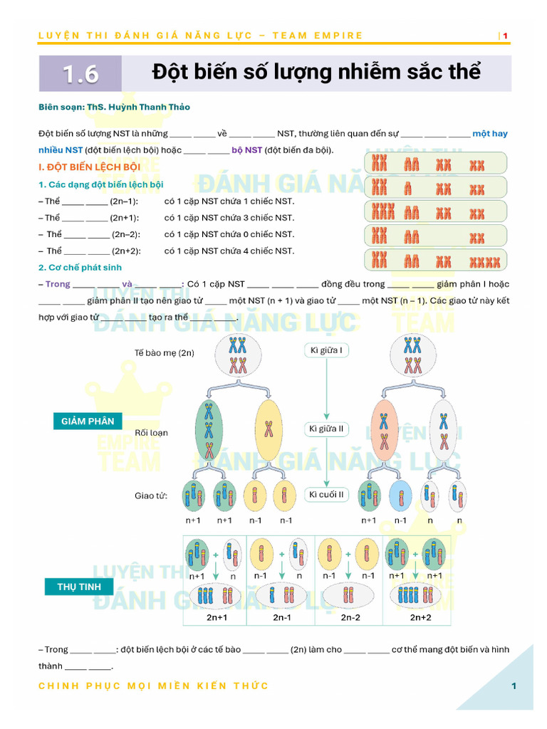 6A ĐỘT BIẾN SỐ LƯỢNG NST PDF | PDF