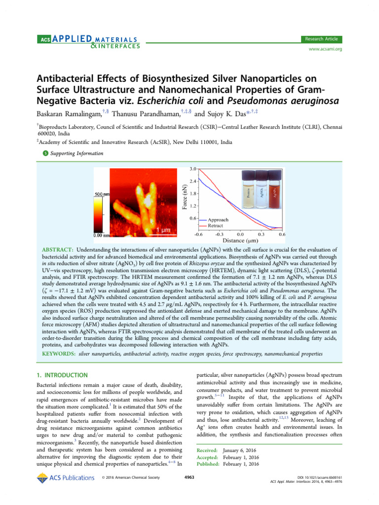 Ramalingam Et Al 2016 Antibacterial Effects of Biosynthesized Silver Nanoparticles On Surface ...