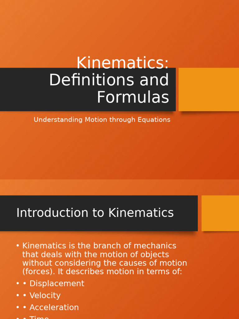 Kinematics: Motion Definitions & Formulas | PDF