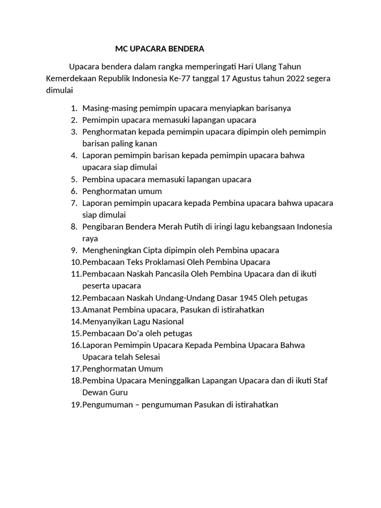 Rundown Upacara Bendera | PDF | Perjalanan