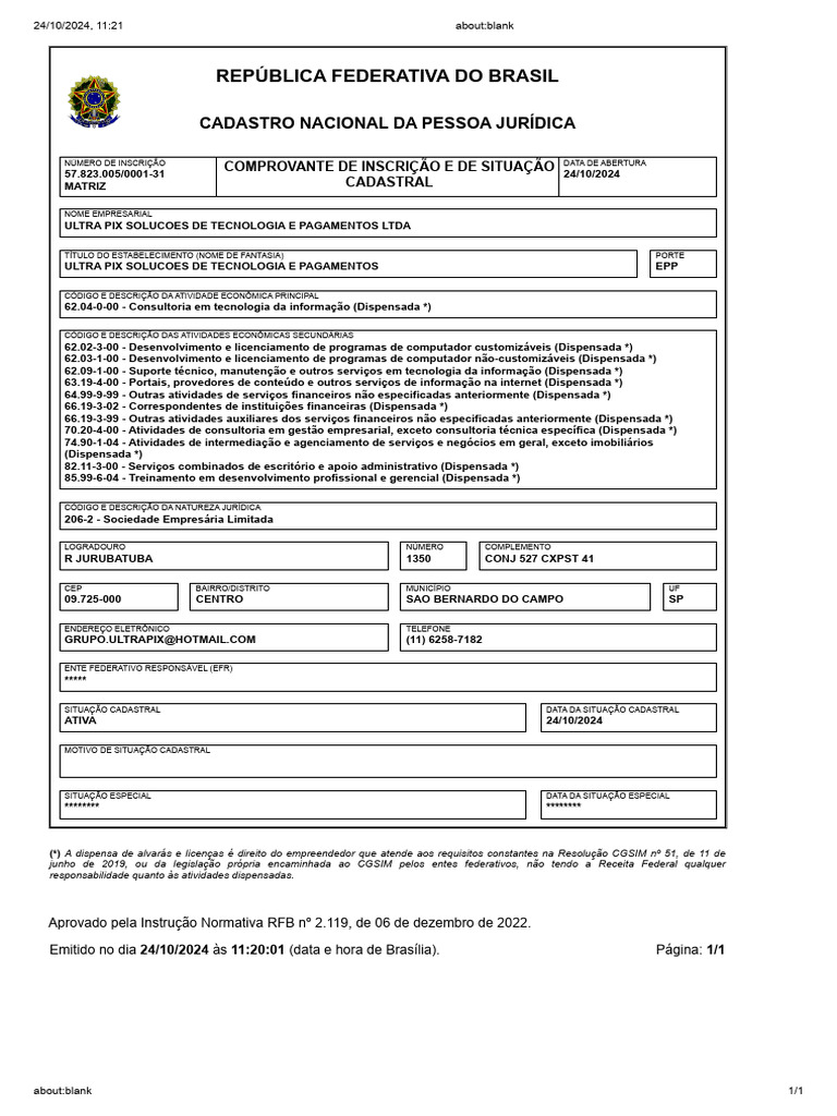 Cadastro da Ultra Pix EPP em SP | PDF