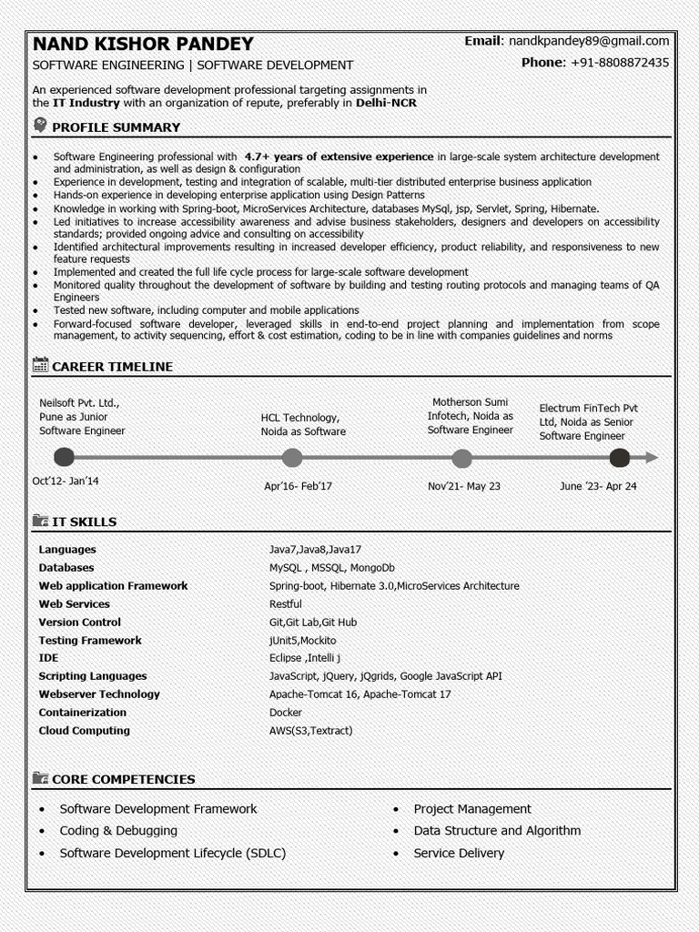 NAND KISHOR PANDEY RESUME JAVA J2EE 4.7 +years Experience | PDF | Software Development Process ...
