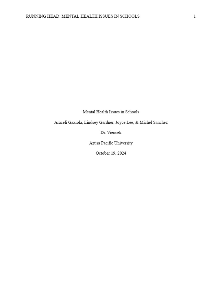 EDCO 592 - Literature Review | PDF | Major Depressive Disorder | Attention Deficit Hyperactivity ...