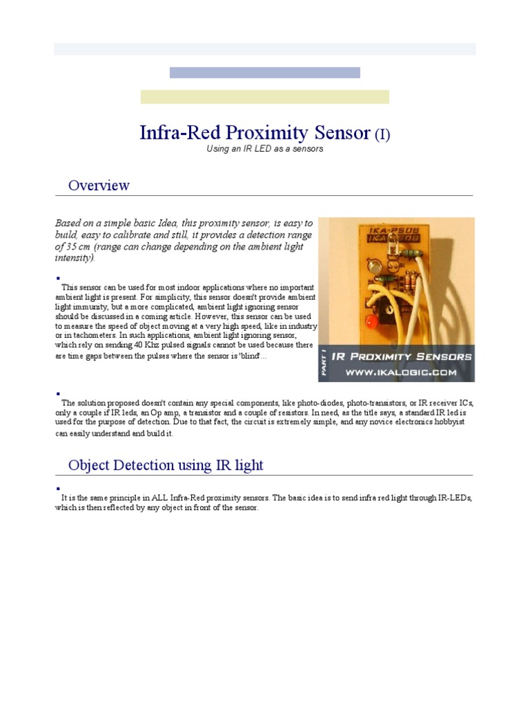 Proximity Sensor Tutorial | PDF | Operational Amplifier | Light ...
