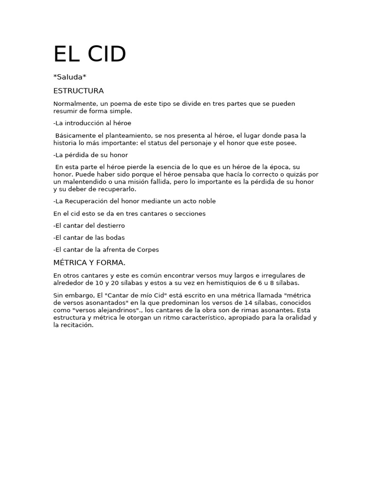 El Cid | PDF | Arte | Poesía