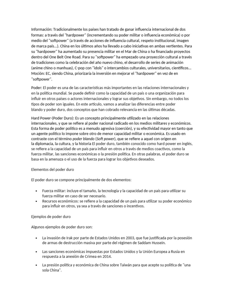 China: Hard Power vs Soft Power | PDF | Poder duro | Poder suave