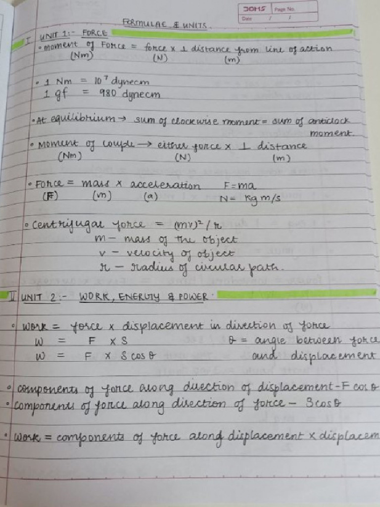 Handwritten Formula Sheet | PDF