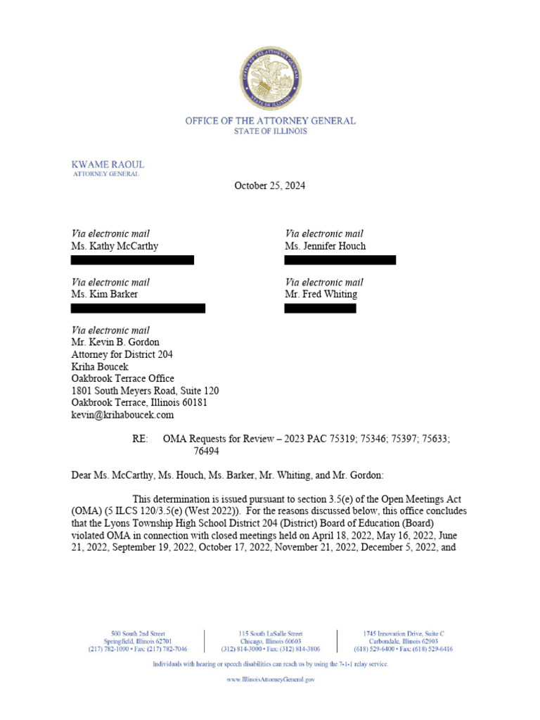 Illinois AG Determination: LTHS violated Open Meetings Act another 8 ...