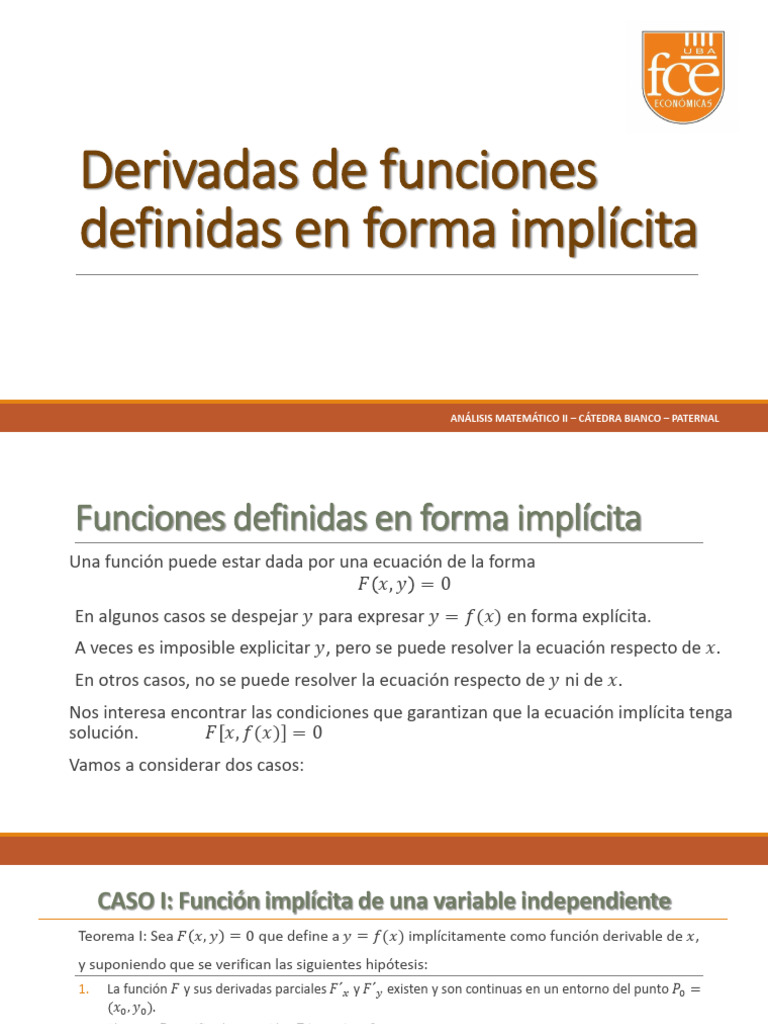Derivadas de Función Implícita | PDF | Ecuaciones | Derivado
