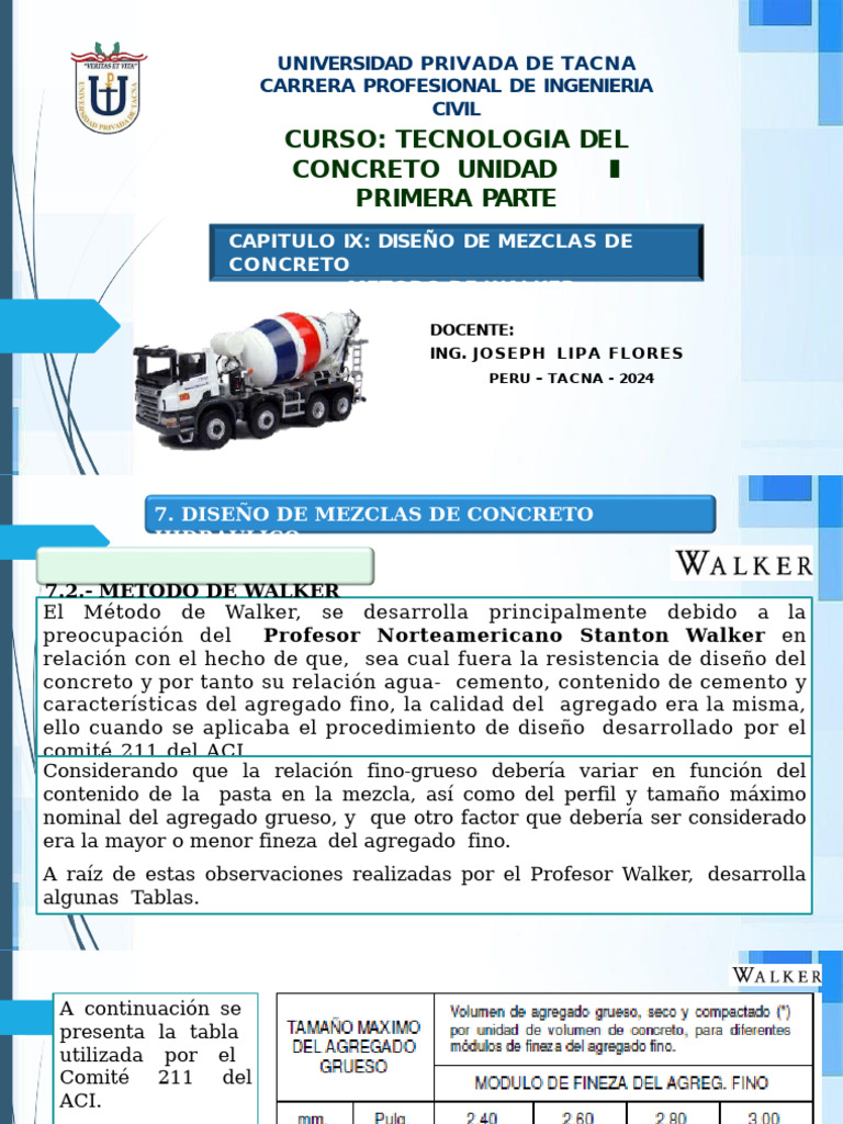 Semana 3 - Diseño de Mezclas de Concreto - Método de Walker | PDF ...