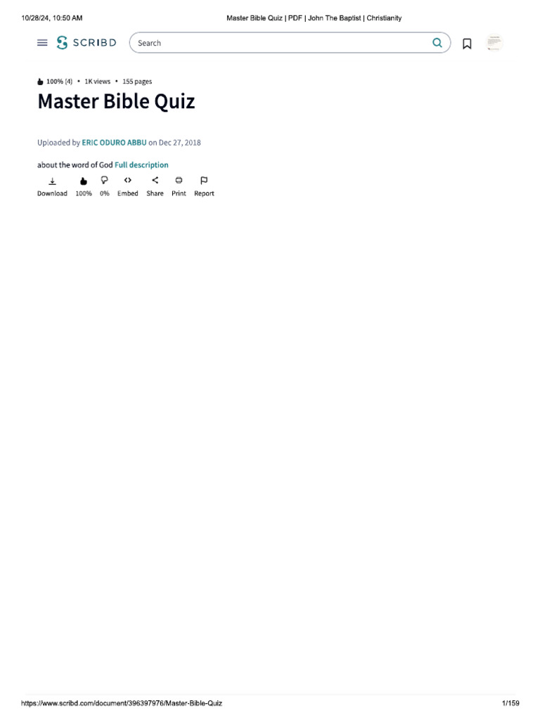 Master Bible Quiz - PDF - John The Baptist - Christianity | PDF