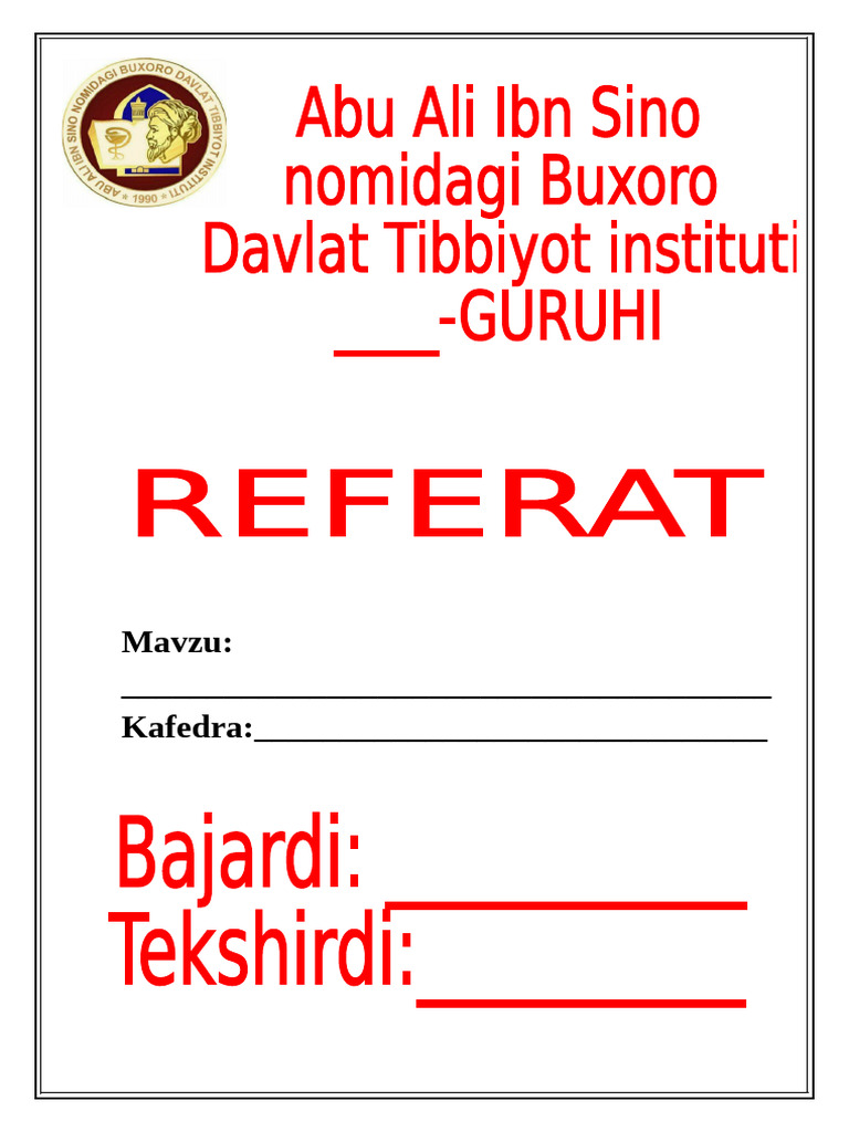 РЕФЕРАТ Мед.docx Uzb (2) 1 | PDF