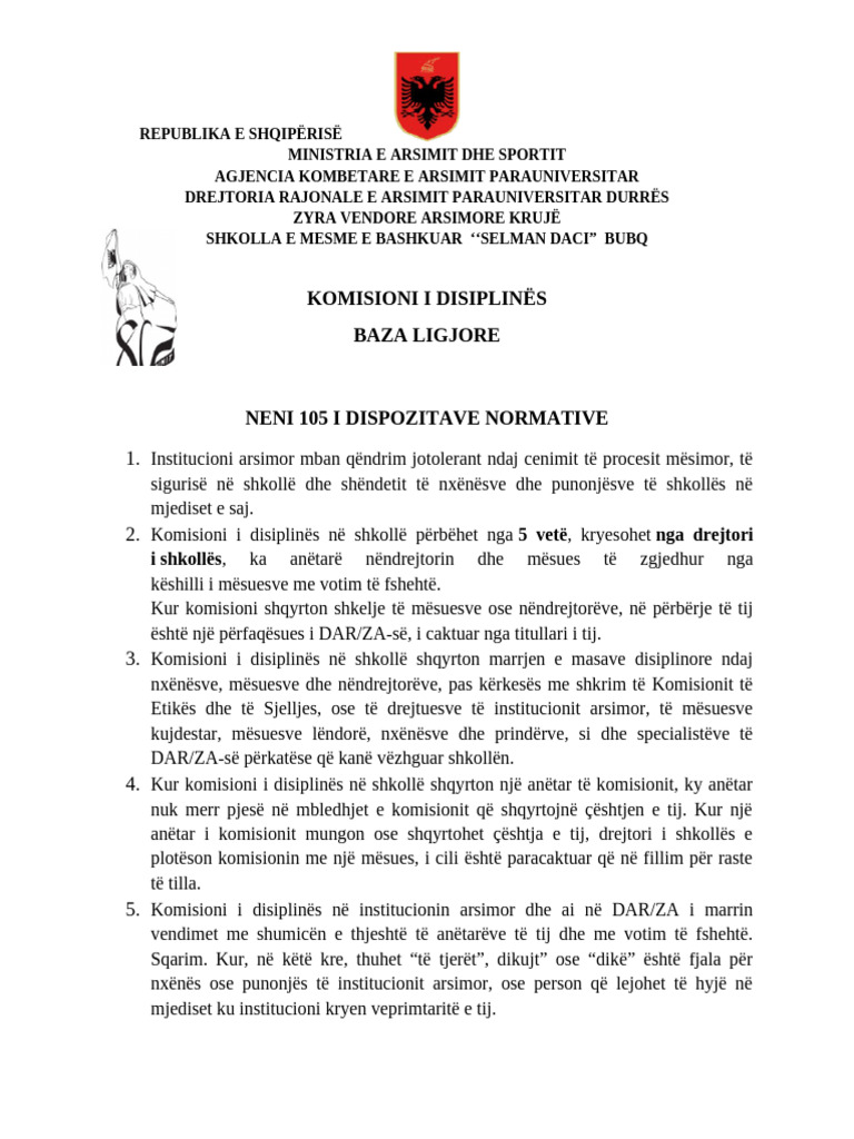 Komisioni I Disiplines | PDF