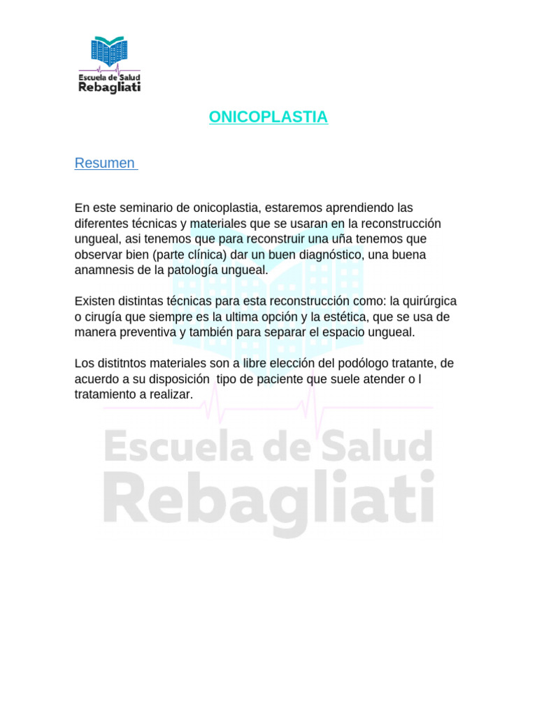 Resumen-R Onicoplastia | PDF | Ciencia y matemáticas