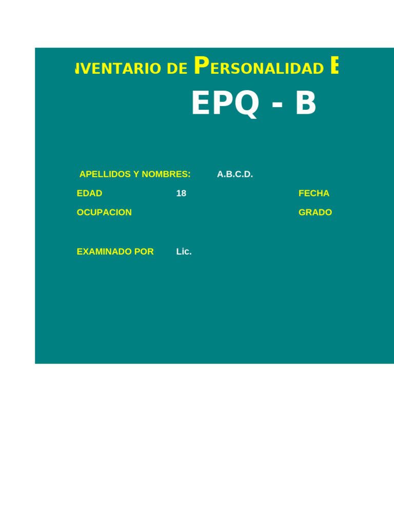 Eysenck Forma B | PDF