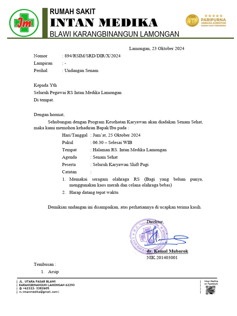Undangan Senam 23 Oktober 2024 | PDF