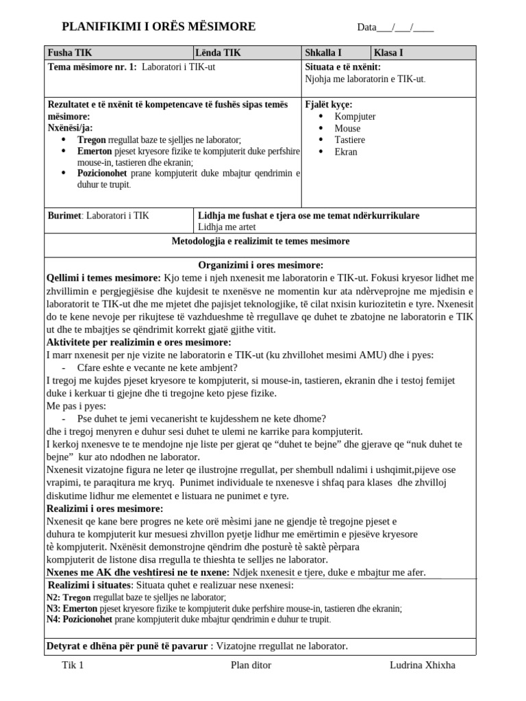 Ditare Klasa 1 | PDF