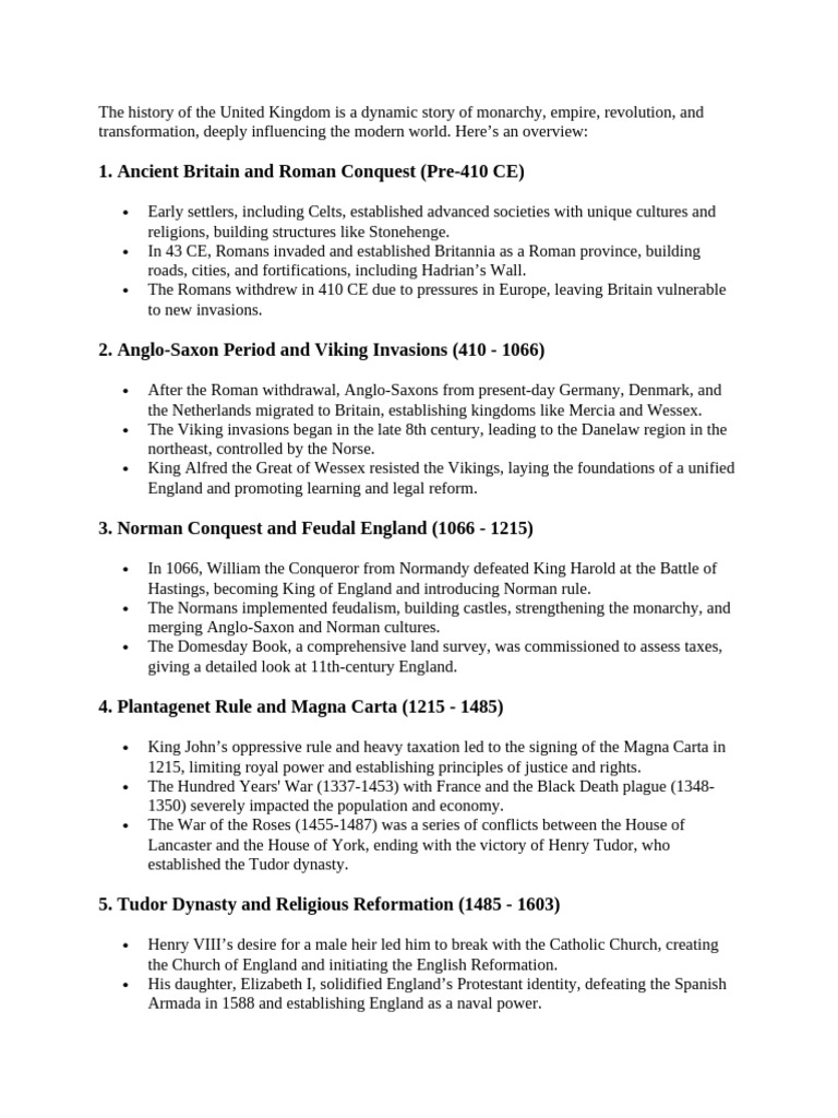 History in UK | PDF | British Empire | Monarchy Of The United Kingdom