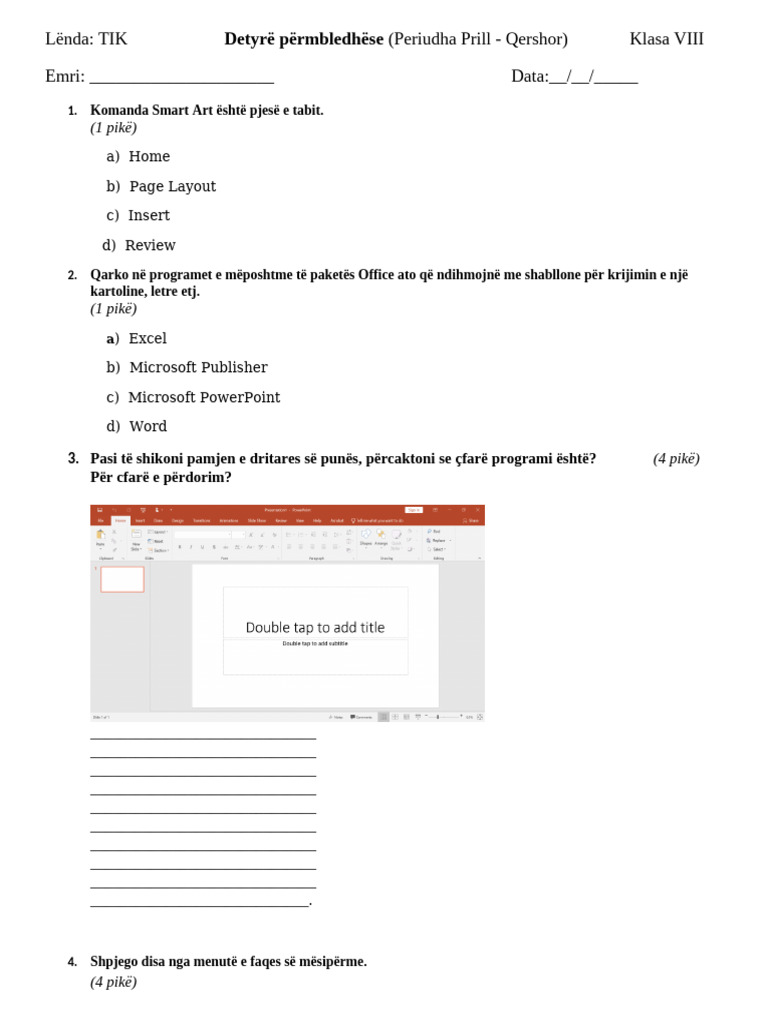 DTR Permbledhese TIK 8 III | PDF