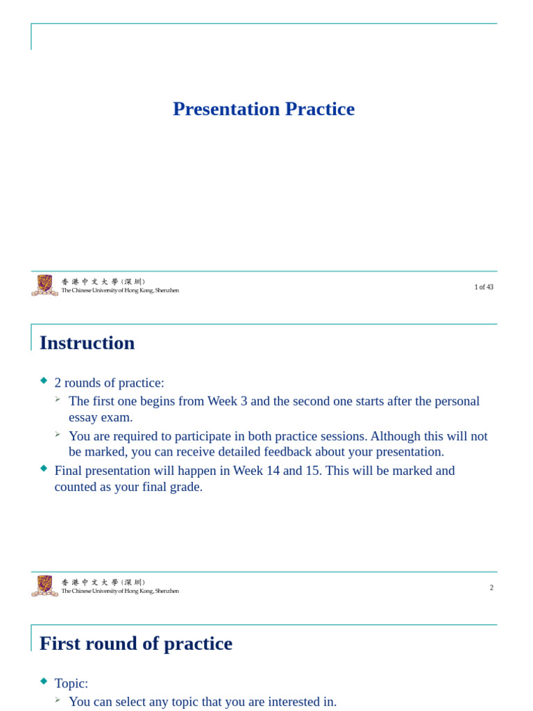 Presentation Practice Instructions | PDF