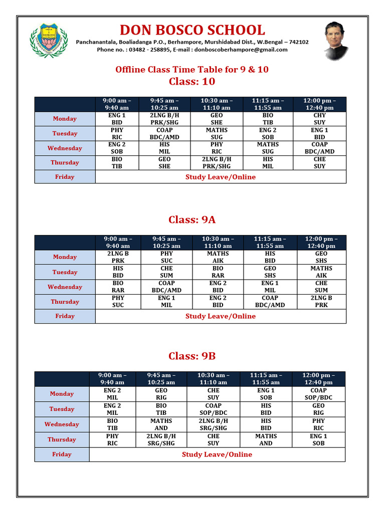 Offline & ONLINE Class Time Table1 | PDF
