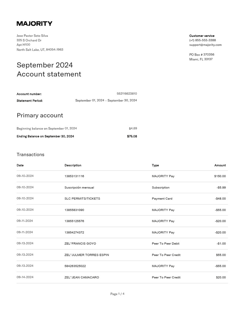 2024 09 Monthly Statement MAJORITY | PDF | Banking | Money