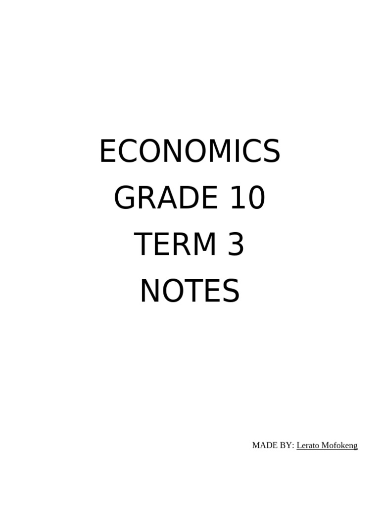 Economics Grade 10 Growth, Development and Globalization (Notes) | PDF ...