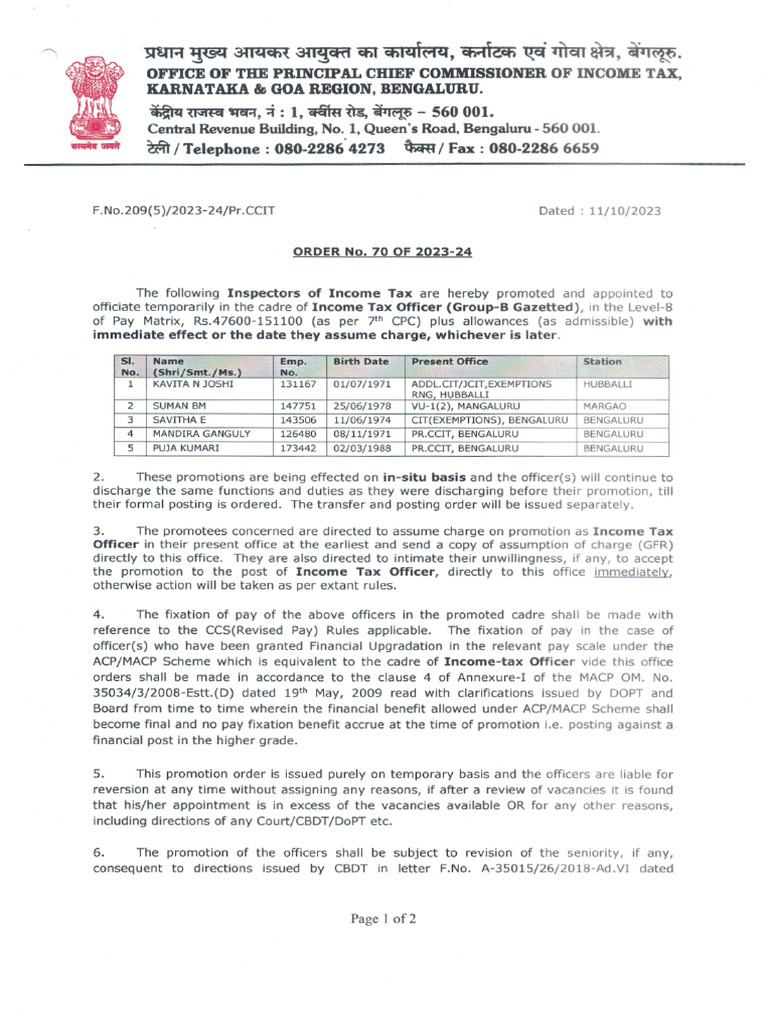 Order No.70 of 2023-24 Ito Promotion | PDF | Taxes | Income